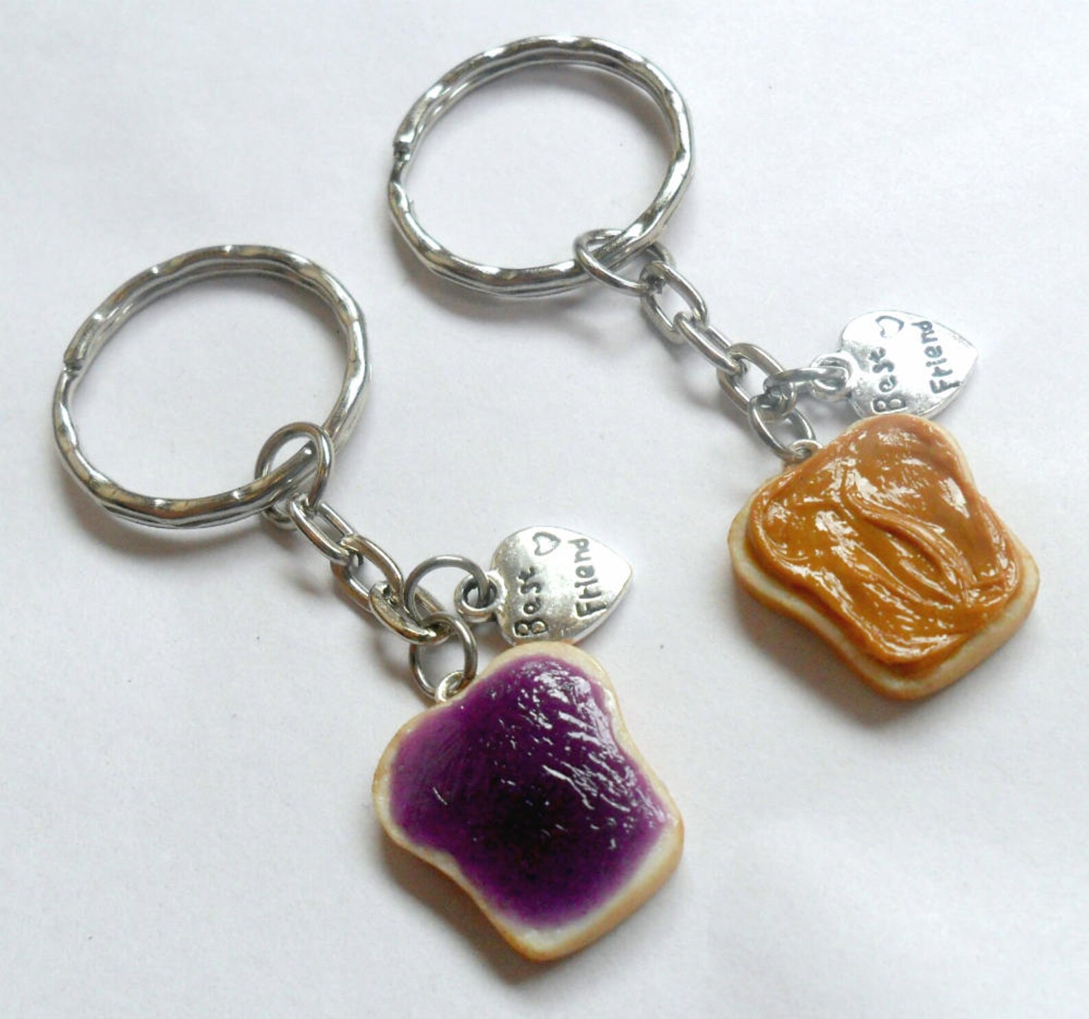 Peanut Butter and Jelly Keychain Set With Best Friend Charms - Etsy