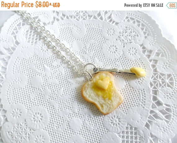 Bread and Butter Heart Necklace or Keychain Cute :D | Etsy