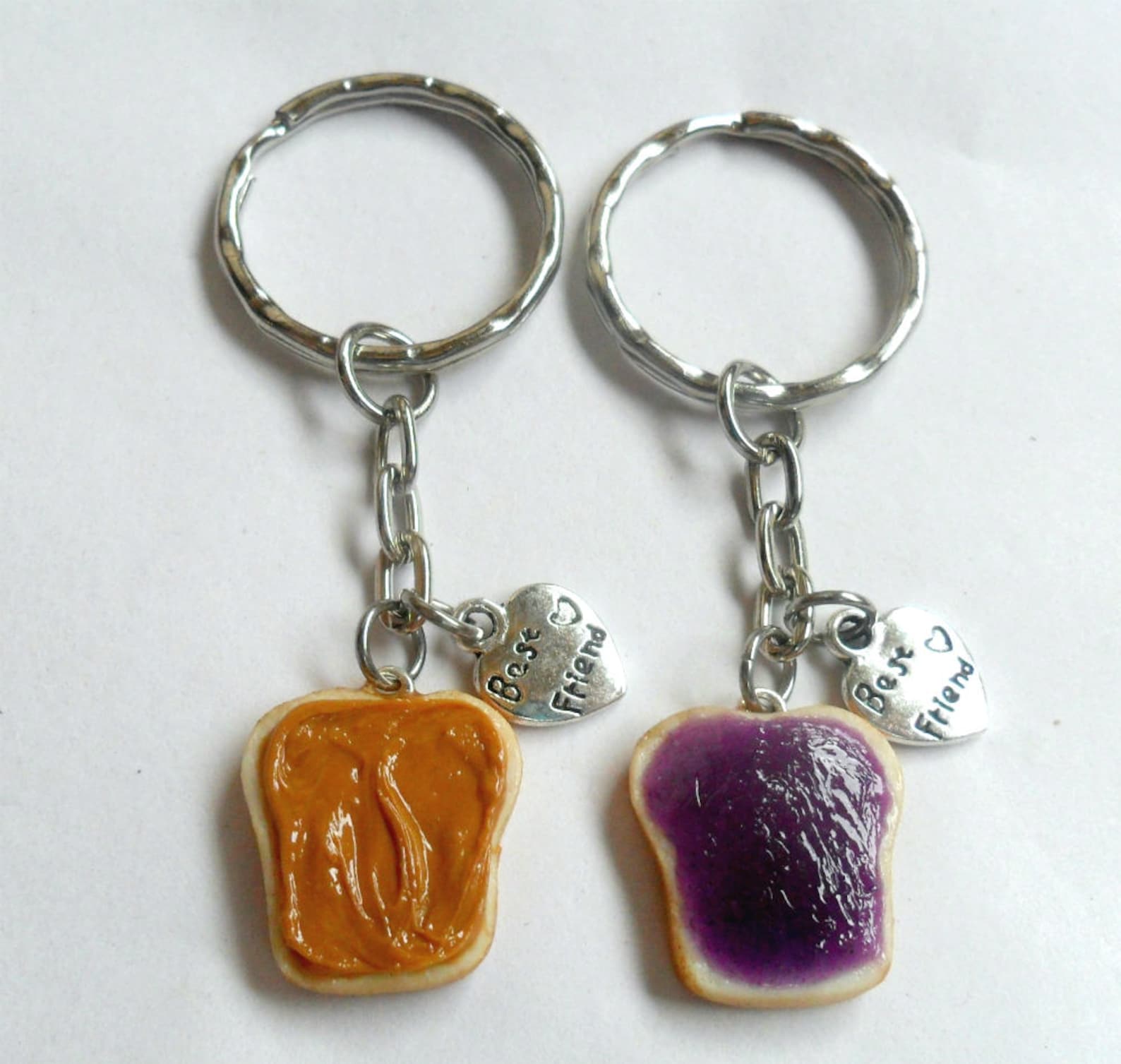 Peanut Butter and Jelly Keychain Set With Best Friend Charms - Etsy