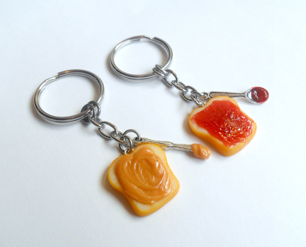 Peanut Butter and Jelly Keychain Set Strawberry Jelly With | Etsy