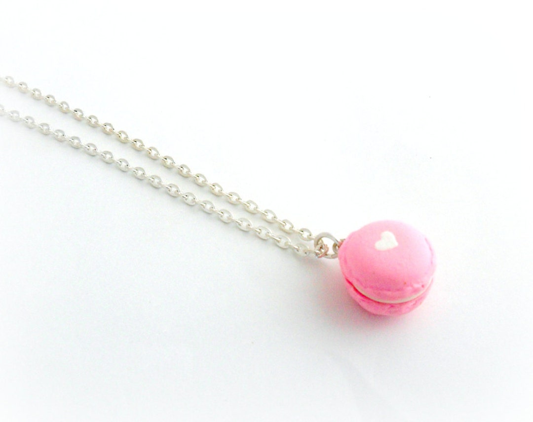 Macaron Necklace: Pastel Polymer Clay Macaroon, Choice of Sterling ...