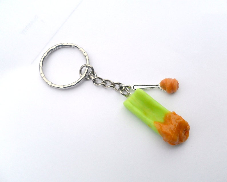 Peanut Butter on Celery Stick Keychain, Great Gift, Kitschy and Cute :D ...