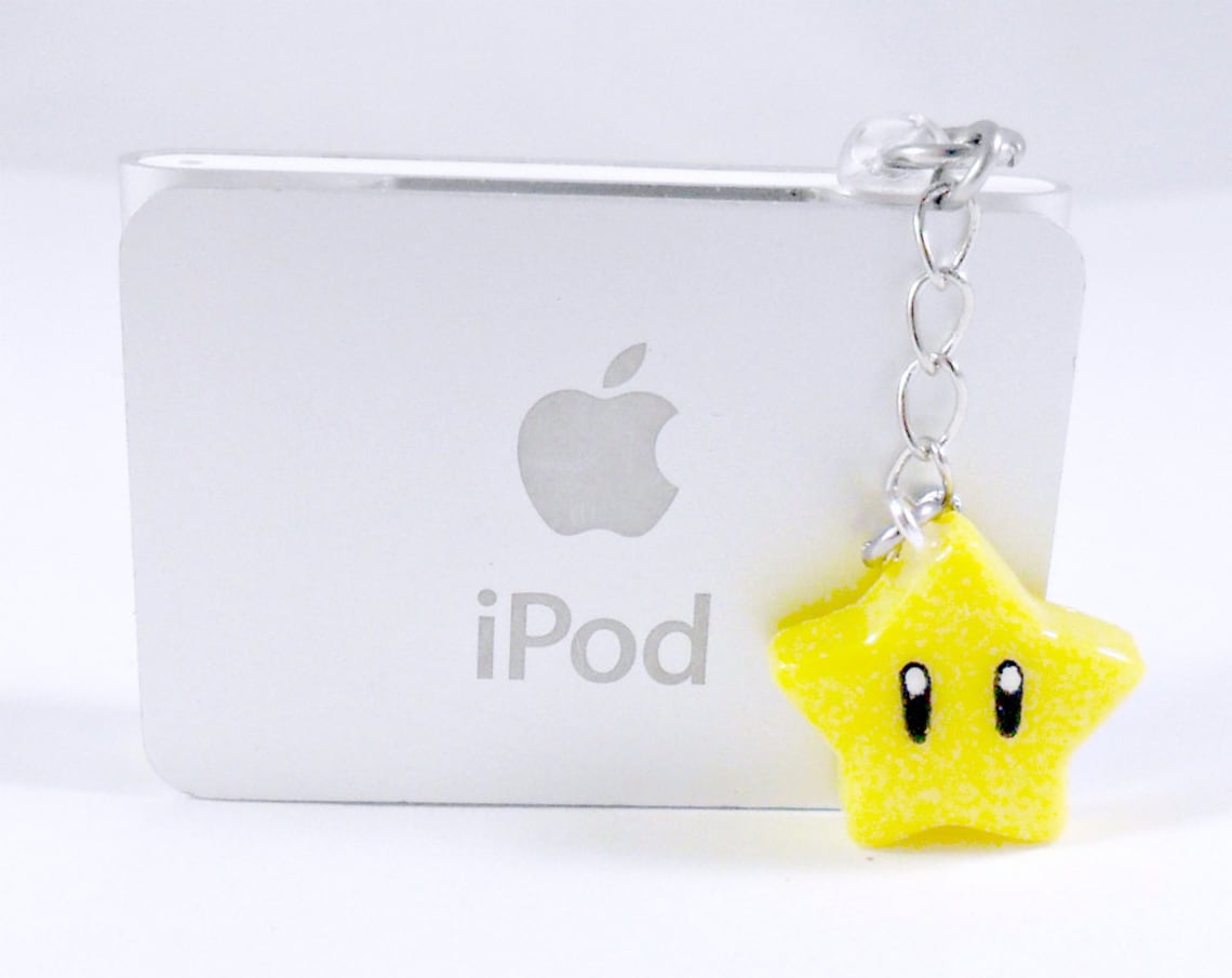 Super Mario Invincibility Star Dust Plug Charm, for iPhone or Ipod ...