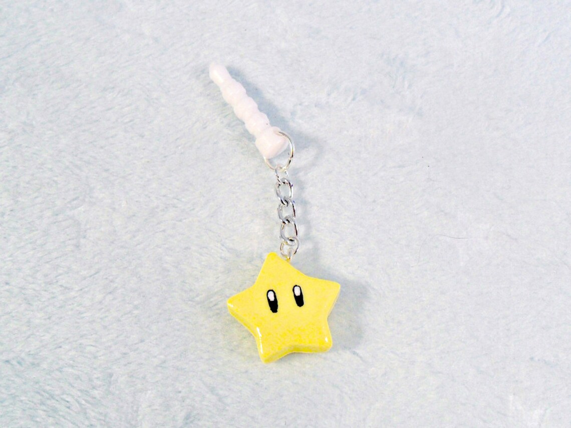 Super Mario Invincibility Star Dust Plug Charm, for iPhone or Ipod ...