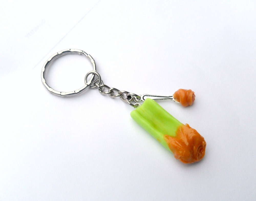 Peanut Butter on Celery Stick Keychain, Great Gift, Kitschy and Cute :D ...