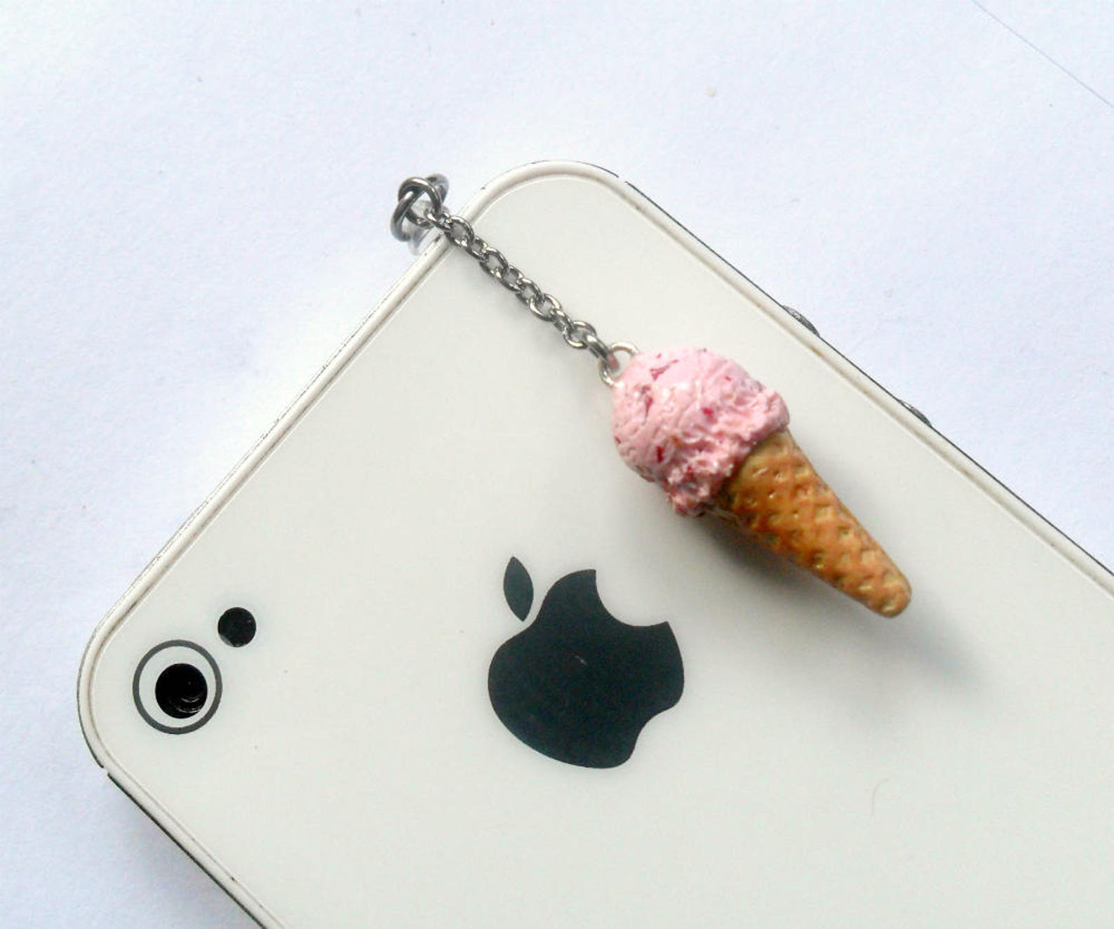Cherry Ice Cream Cone Waffle Cone Phone Charm Cute and | Etsy