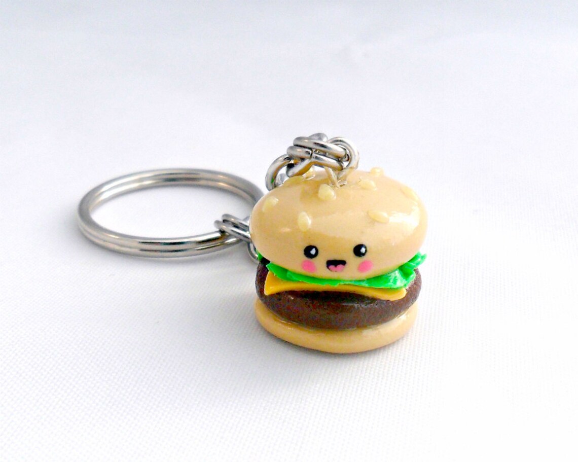 Kawaii Hamburger Charm Keychain, Key Chain, Key Ring :D - Etsy