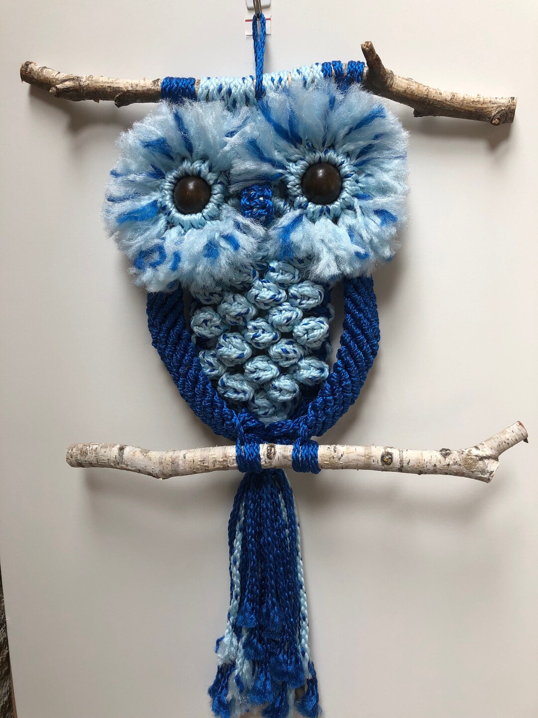 Macrame Uil Gemengd blauw / Wand Decoratie / Muur Hanger / Home Deco ...