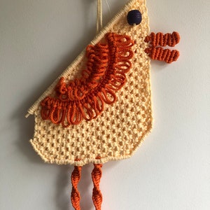 2 Macrame Birds Turquoise and Light Yellow Wall Hanging / Wall ...