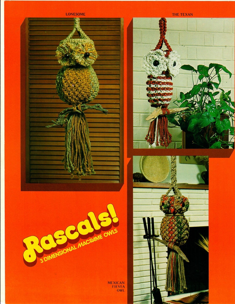 Rascals! 3-dimensional Macrame Owls by Diane Best / 13 Patterns How to ...
