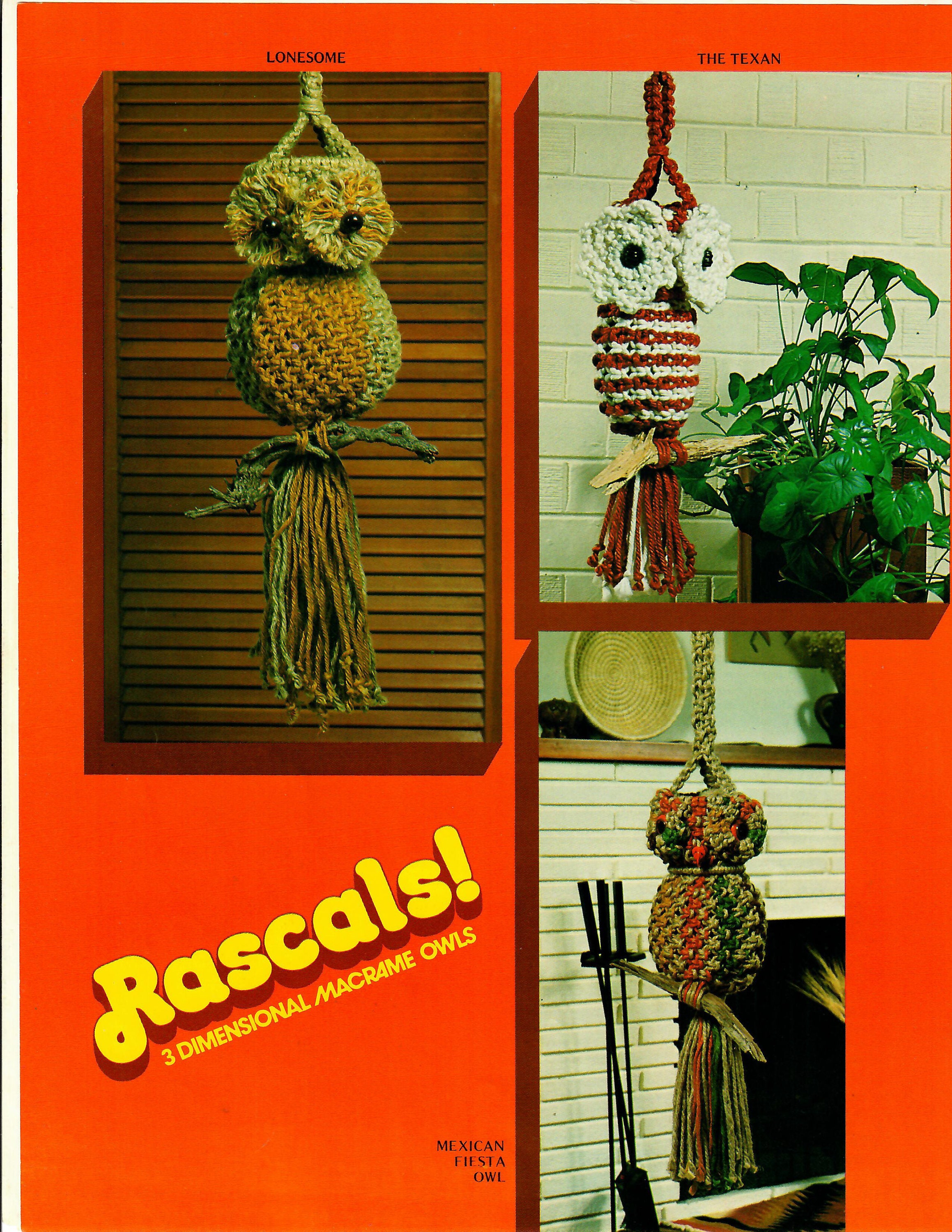 Rascals! 3-dimensional Macrame Owls by Diane Best / 13 Patterns How to ...