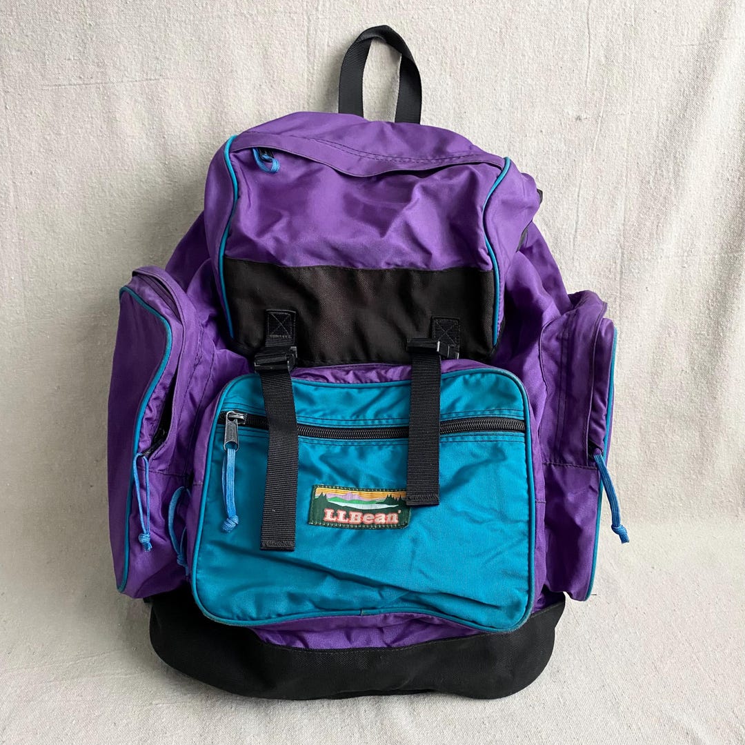 Vintage 90s L.L. Bean Backpack, Continental Rucksack, Purple and Teal ...
