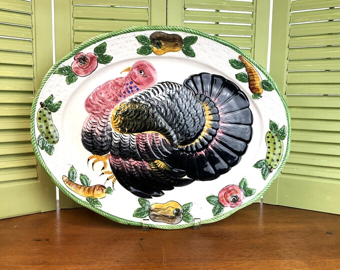 Large Vintage Italian Ceramic Thanksgiving Turkey Platter - Colorful ...