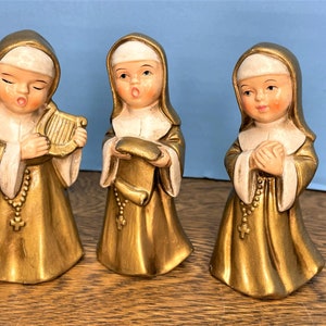 Vintage Praying or Singing Nun Figurines - Set of 3 - Paper Mache ...