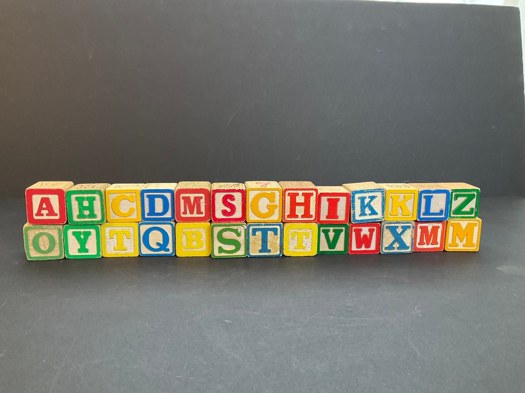 Vintage Alphabet Blocks - Set of 26 - A to Z - Colorful Wooden Letter ...