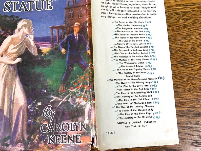 Nancy Drew "the Whispering Statue" W/dust Jacket - Vol. 14 - Carolyn ...
