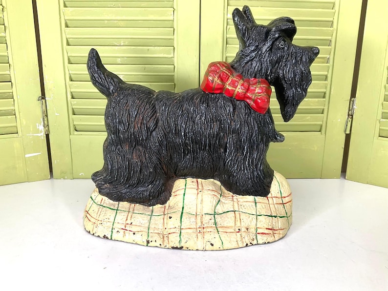 Vintage Cast Iron Doorstop - Black Scottie Dog Door Stop - Cast Iron ...