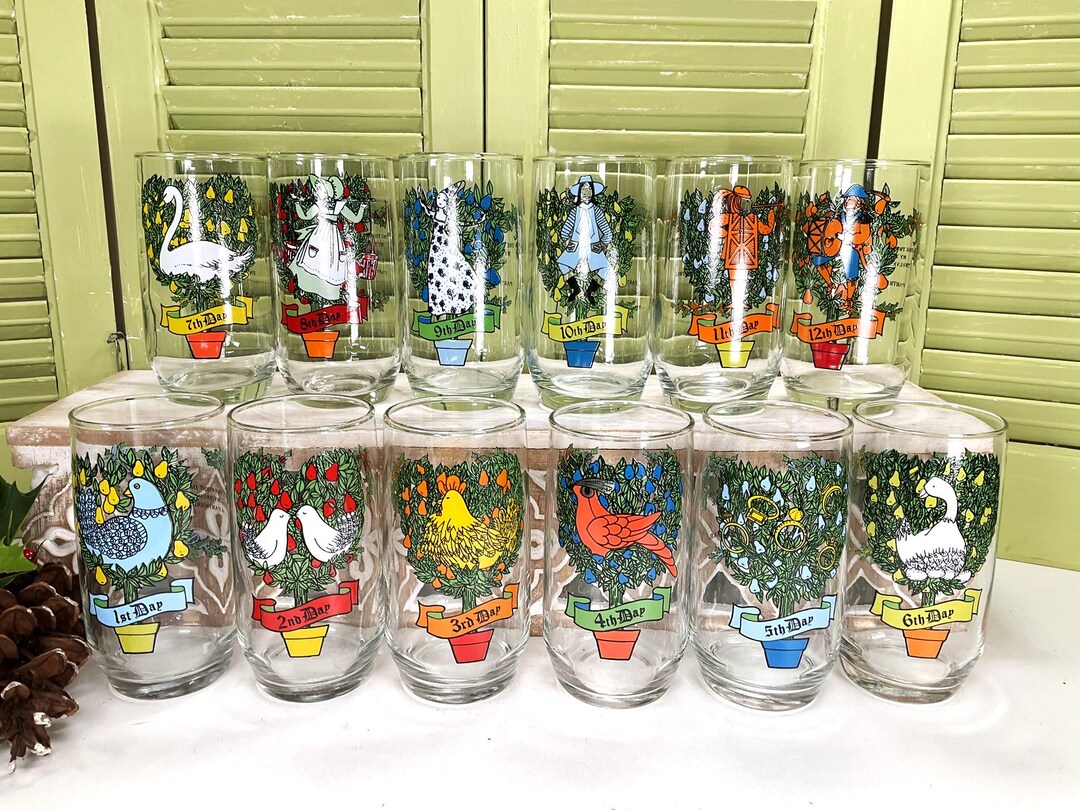 Vintage Christmas Glassware - 12 Days of Christmas Glasses - Indiana ...