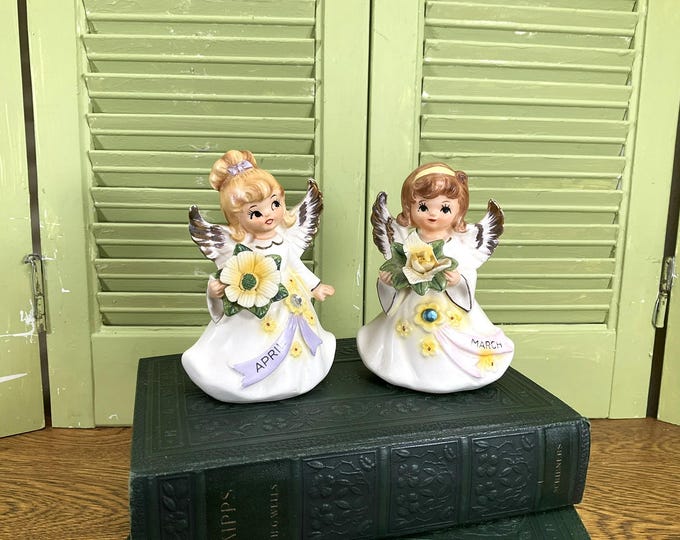 Vintage Birth Month Angels - Your Choice - March or April - Lefton ...