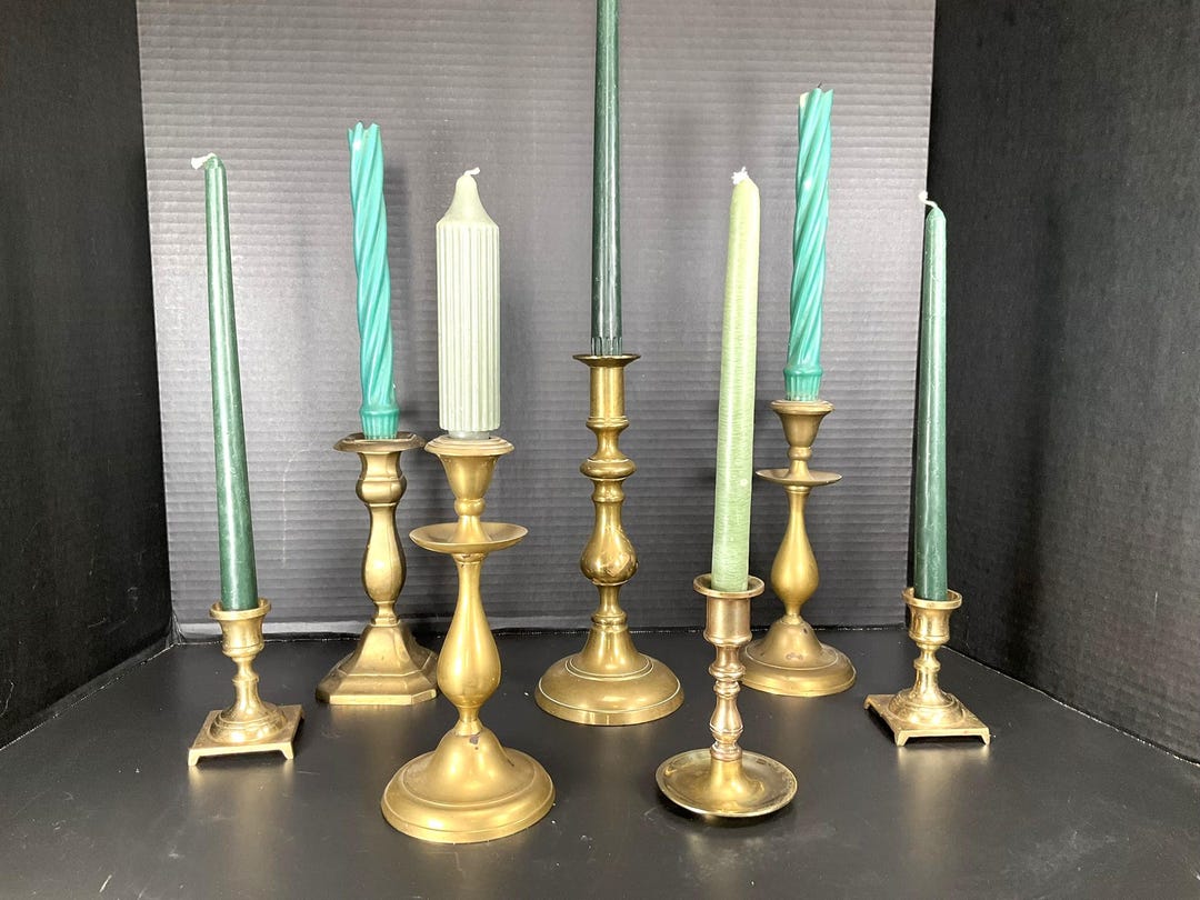 Vintage Brass Candlestick Collection - Set of Seven (7) - Brass ...