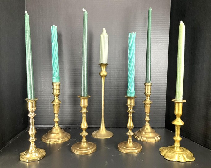 Vintage Brass Candlestick Collection - Set of Seven (7) - Brass ...
