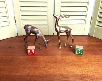 Brass Deer Pair Buck and Doe Figurines - Etsy