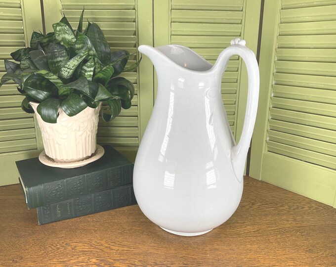 Large Antique White Ironstone Water Pitcher - Burgess & Goddard - 12 1/ ...