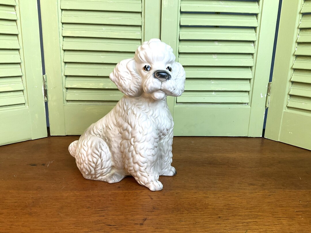 Vintage Ceramic Poodle Planter - White Poodle Planter/vase - Vintage ...