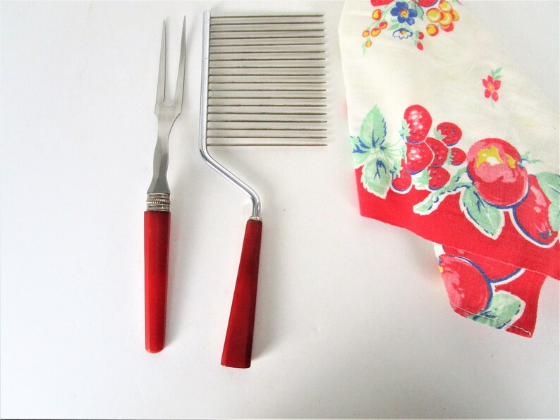 Vintage Red Bakelite Handle Kitchen Utensils - Your Choice - Cake ...