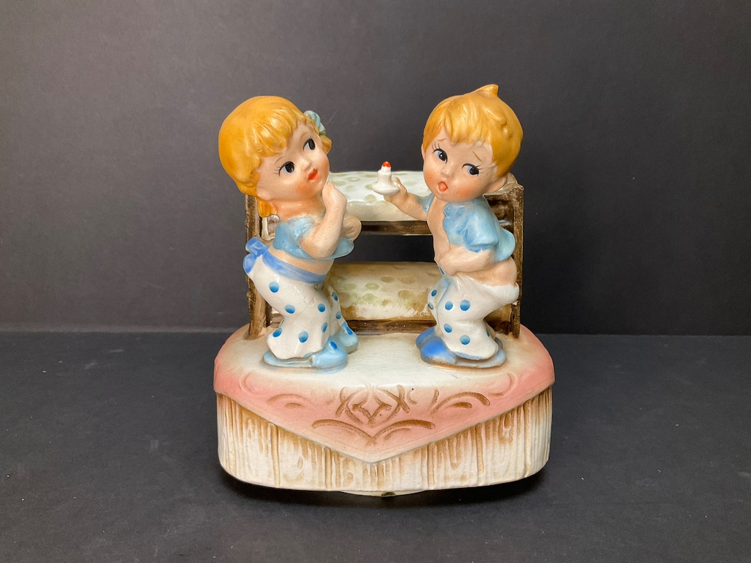 Vintage Twins Music Box - Boy and Girl Twins Rotating Music Box - Plays ...