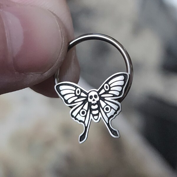 Moth Titanium Septum Ring - Etsy