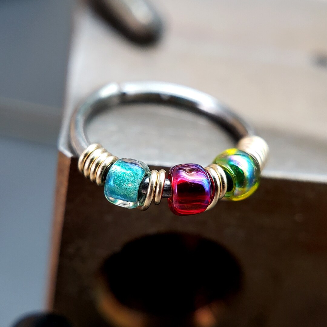 Mermaid Tears - Teal, Red & Green Nose Ring - Nickel-free Nose Jewelry ...