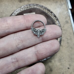 Skull Moth Ring for Septum & Daith Piercings, Death's Head Moth Captive ...