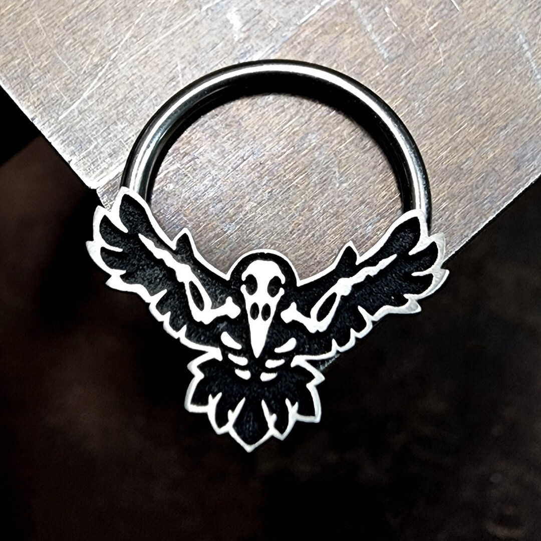 Skeleton Raven Captive Ring for Septum & Daith Piercings - Etsy