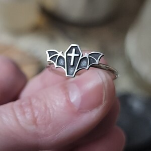 Coffin Bat Ring, Sterling Silver Bat Ring, Goth Jewelry, Nickel-free ...