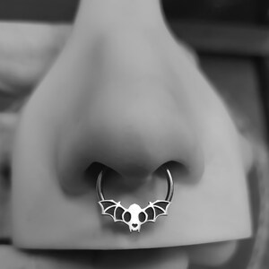 Bat Wing Cat Skull Septum Ring, Death's Head Moth Captive Bead Ring ...