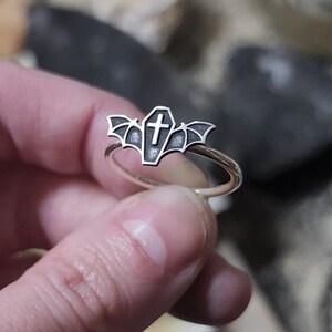 Coffin Bat Ring, Sterling Silver Bat Ring, Goth Jewelry, Nickel-free ...
