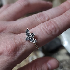 Coffin Bat Ring, Sterling Silver Bat Ring, Goth Jewelry, Nickel-free ...