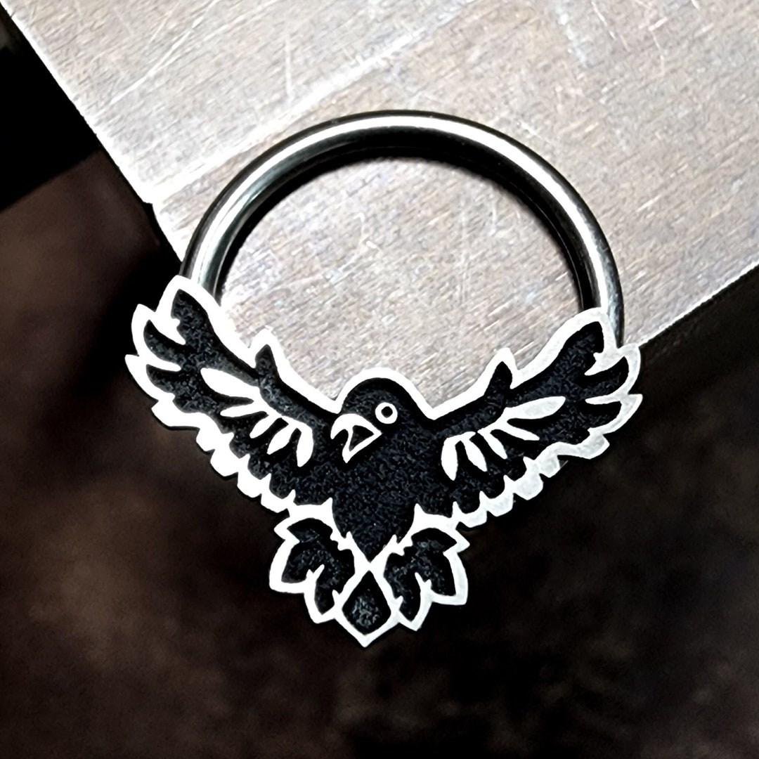 Flying Raven Captive Ring for Septum & Daith Piercings Raven - Etsy