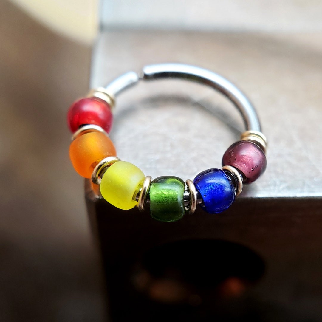 Rainbow Nose Ring - Nickel-free Nose Hoop - Nickel-free Nose Jewelry ...