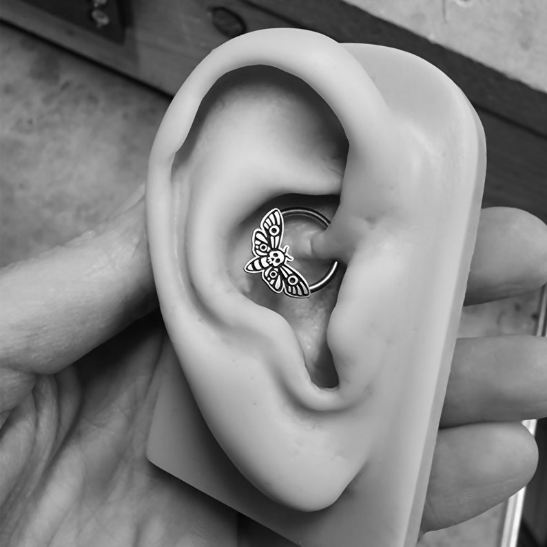 Skull Moth Ring for Septum & Daith Piercings Death's Head - Etsy