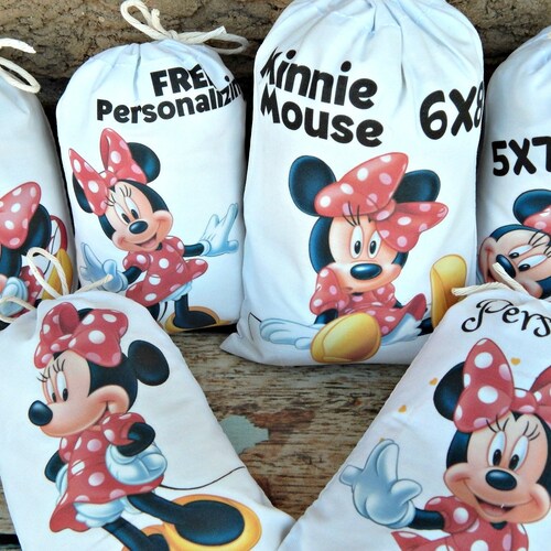 6 Minnie Mouse Favor Bags Cartoon Birthday Party Bags for - Etsy