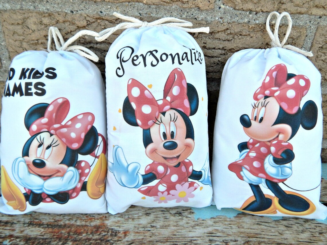 6 Minnie Mouse Favor Bags Cartoon Birthday Party Bags for - Etsy