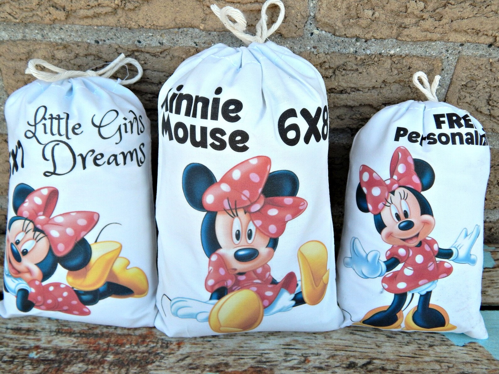 6 Minnie Mouse Favor Bags Cartoon Birthday Party Bags for | Etsy