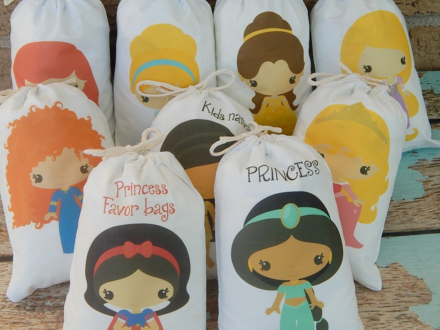 9 Princess Favor Bags Birthday Party Bags Group 1 Great for - Etsy