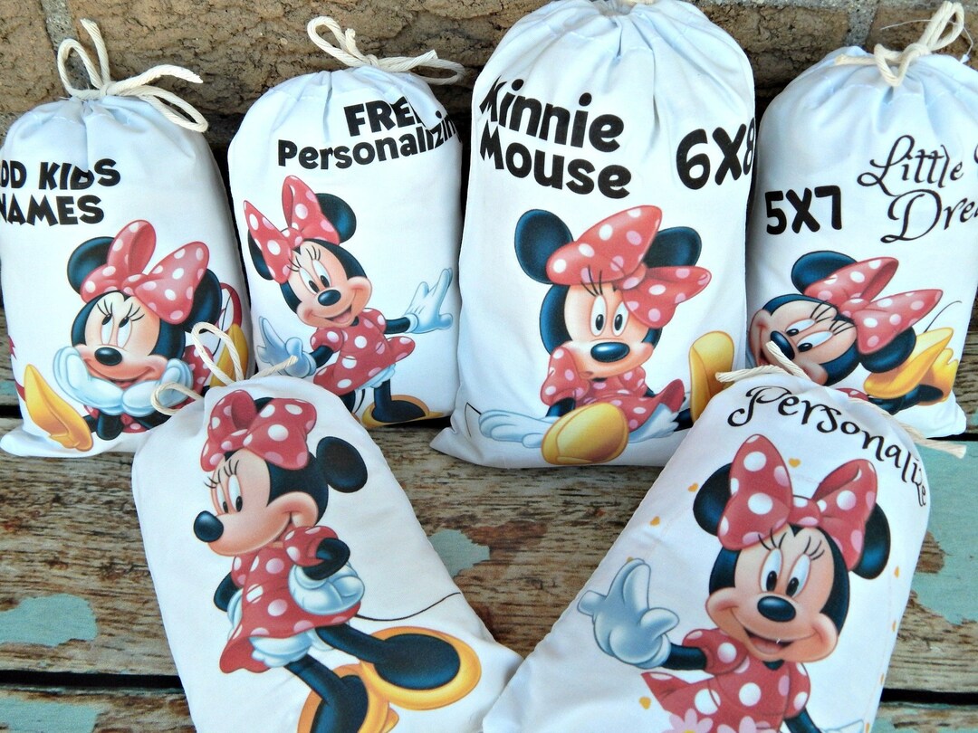6 Minnie Mouse Favor Bags Cartoon Birthday Party Bags for Treat's or ...