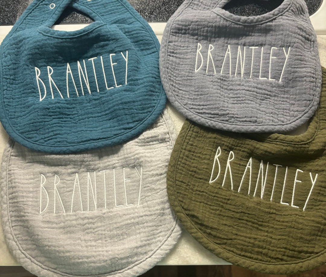 Embroidered/monogram Bibs - Etsy