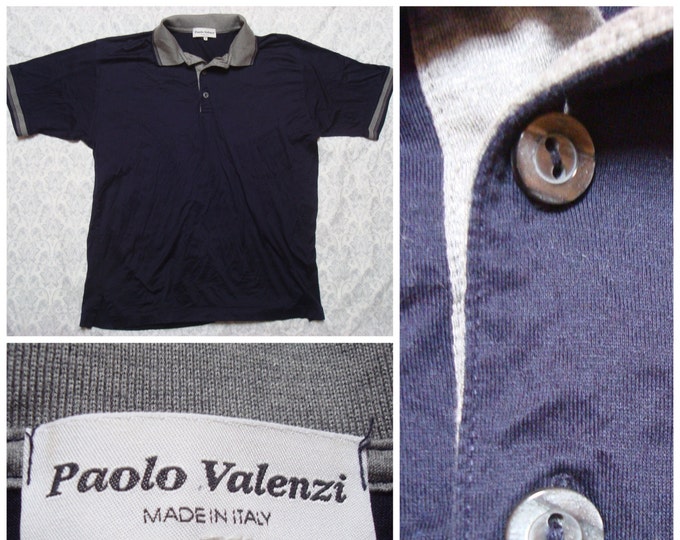 Vintage Men's Paolo Valenzi Made in Italy Black Short Sleeve Polo Shirt ...