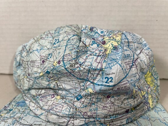 Vintage Tyvek Map Hat White Blue World Print Snapback… - Gem