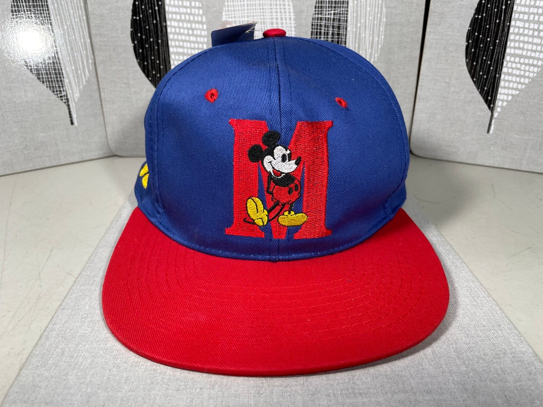 Vintage Mickey Mouse Hat Blue Red Fresh Caps Drew Pearson Deadstock Dad ...